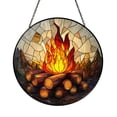 Campfire Flame Stained Glass Suncatcher – Rustic Window Decor1901 ...
