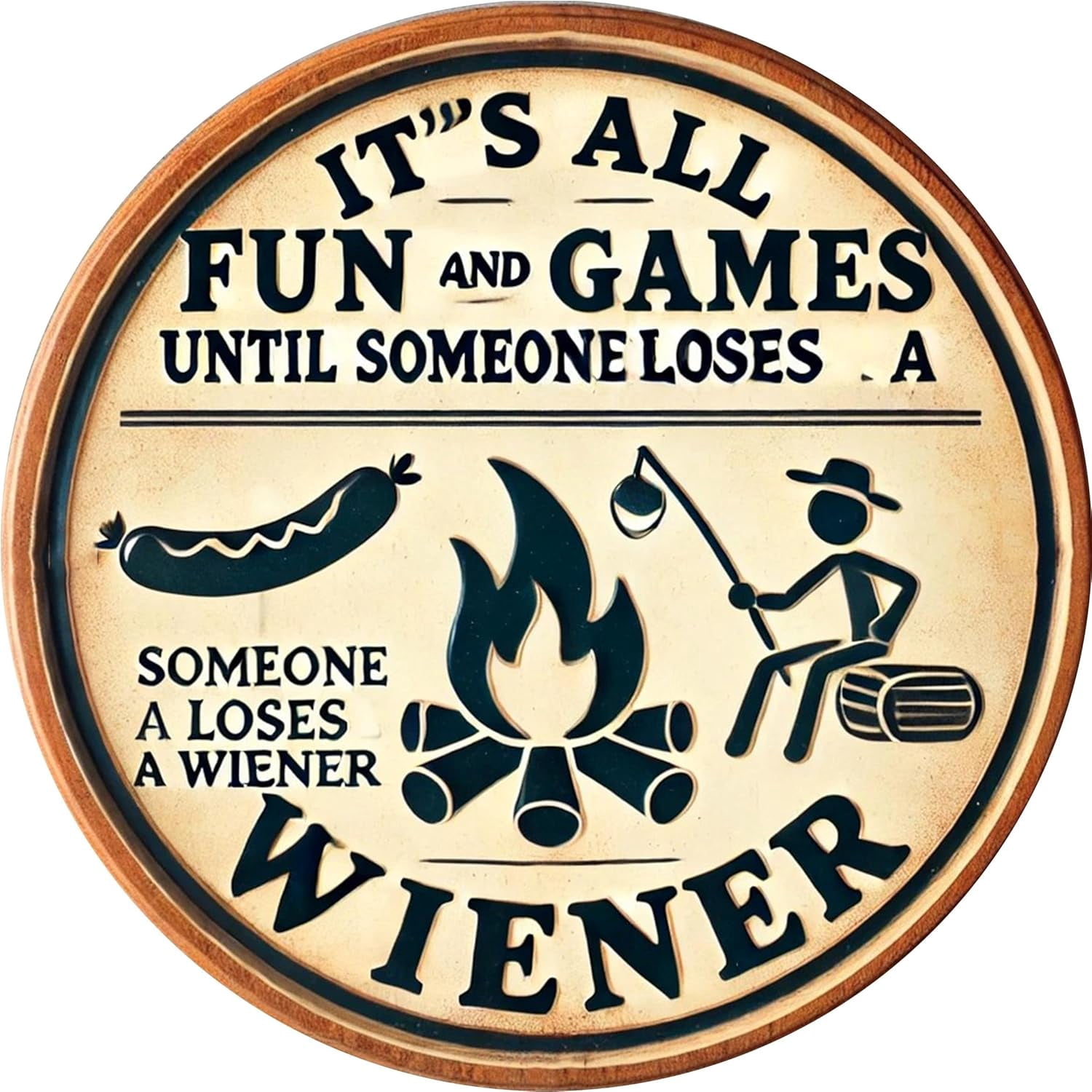 Campfire Games Warning Decor with Wiener Loss Joke Metal Tin Sign are ...