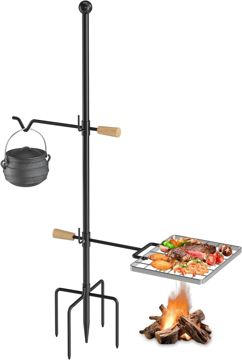 Campfire Grill Grate: Fire Pit Grill Grate with Swivel Handle, Campfire ...