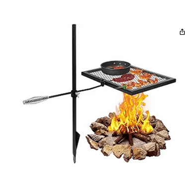 "BENTISM 44"" Heavy-Duty Steel Rectangle Cooking Grate, X-Marks Fire ...