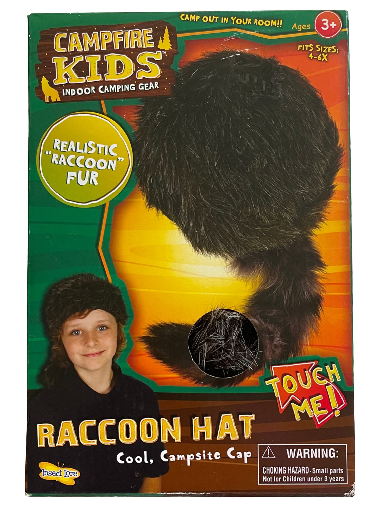 Campfire Kids Raccoon Hat, Campsite Coon Skin Cap with Realistic Faux ...