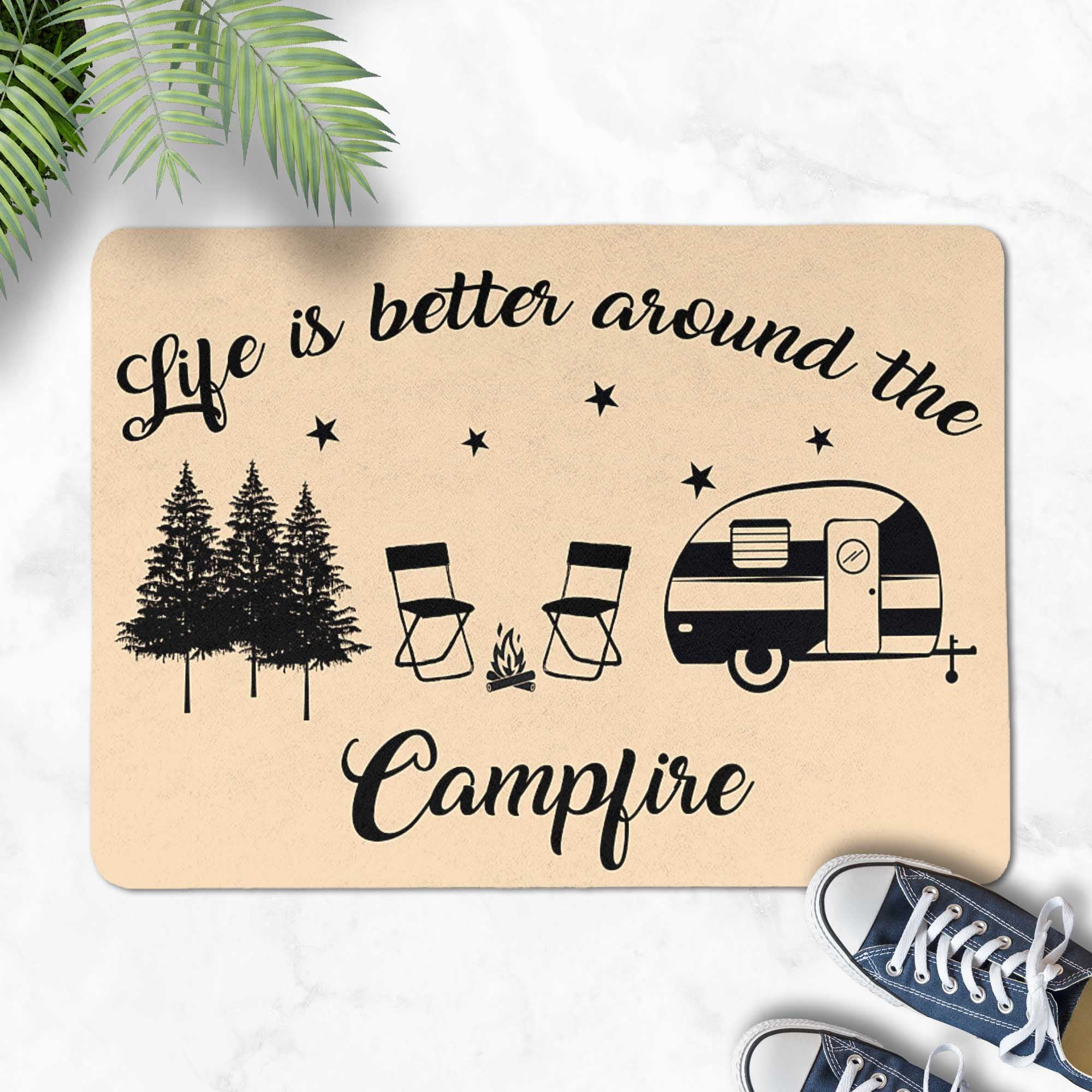 Campfire Outdoor Doormat – Cozy Camper Rug for RV Travel Lovers ...