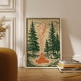 Campfire Retro Linocut Forest Vintage Camping Nature Wall Decor ...