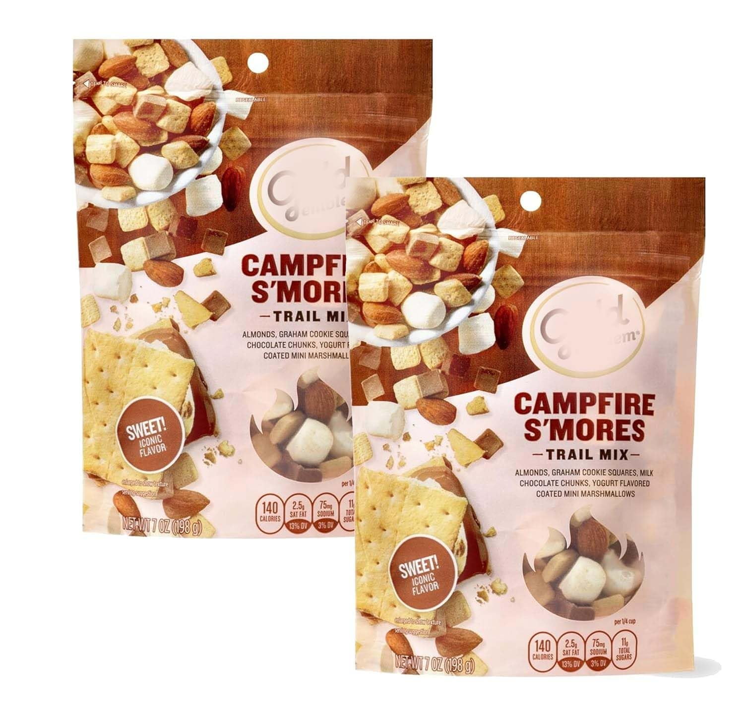 Campfire S'mores Emblem Gold Trail Mix, 7oz KMC2Bag: Almonds, Graham ...