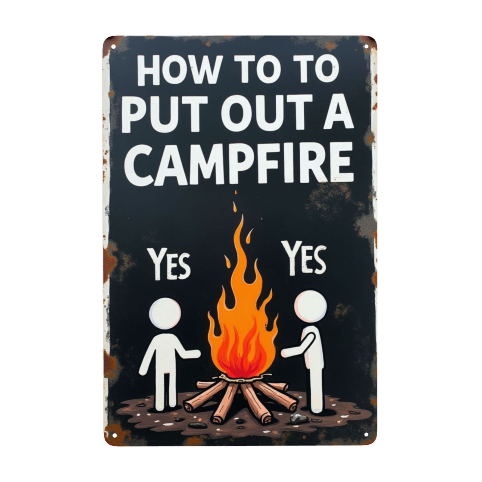 Campfire Safety Sign How To Put Out A Campfire No Yes Retro Poster for ...