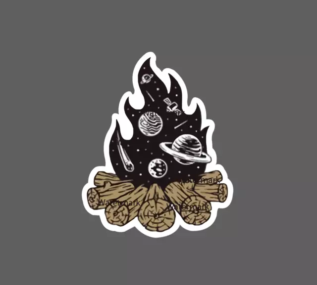 Campfire Sticker Space Planet Waterproof Sticker Phone Decal Water ...