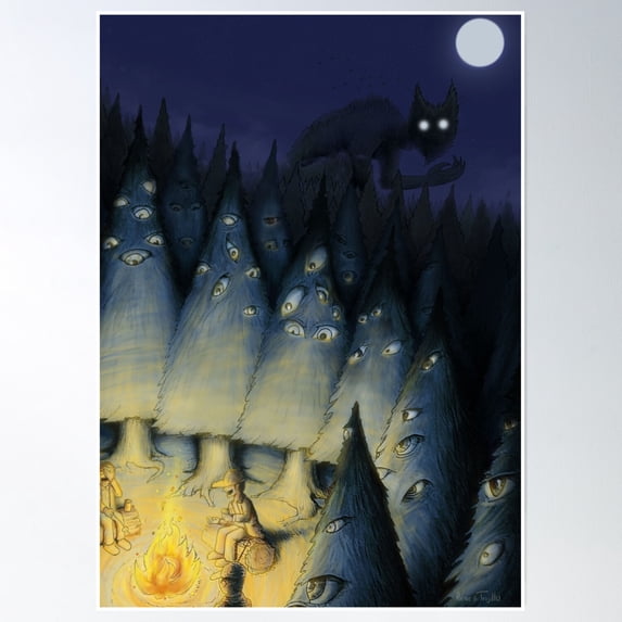 Campfire Stories In The Dark Forest Poster Wall Art Modern Wall Decor ...