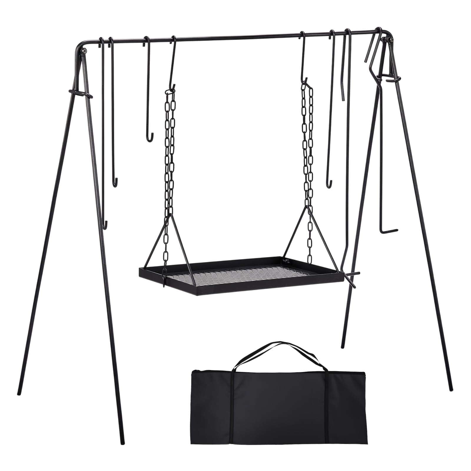 Campfire Swing Grill Stand with Iron Grate, Folding Outdoor Cooking ...