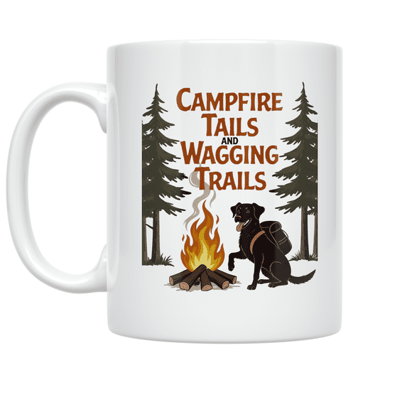 Campfire Tails and Wagging Trails - Dog Lover - 11 oz Ceramic Coffee ...