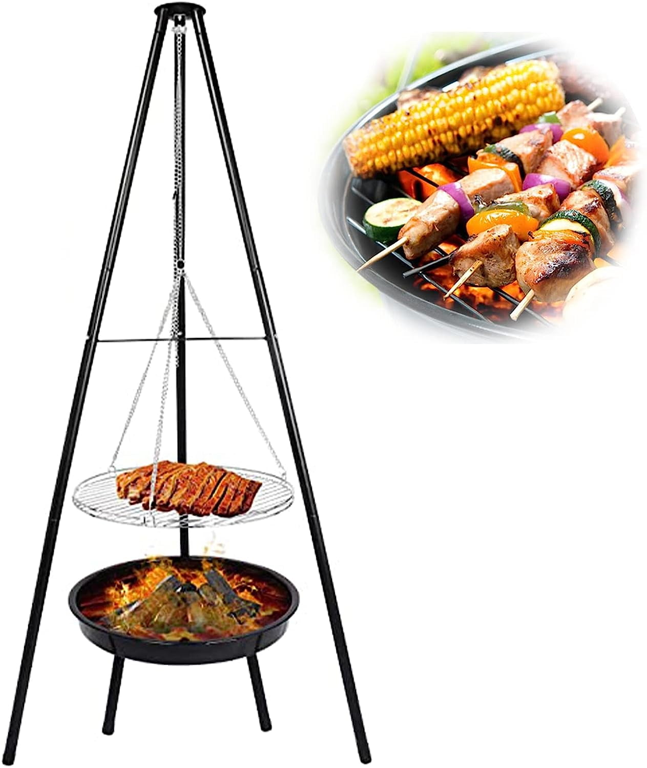 Campfire Tripod For Cooking,Dutch Oven Tripod Cooking Stand for BBQ ...