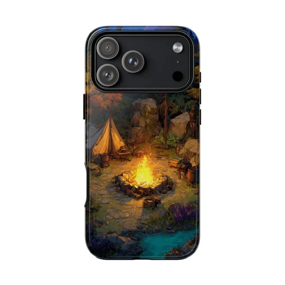 Campfire Wilderness Landscape Phone Case for iPhone 17 to 11 Pro Max ...
