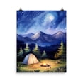 Campfire Y Mountains Night Sky Alpine Unframed Paper Print - Walmart.com