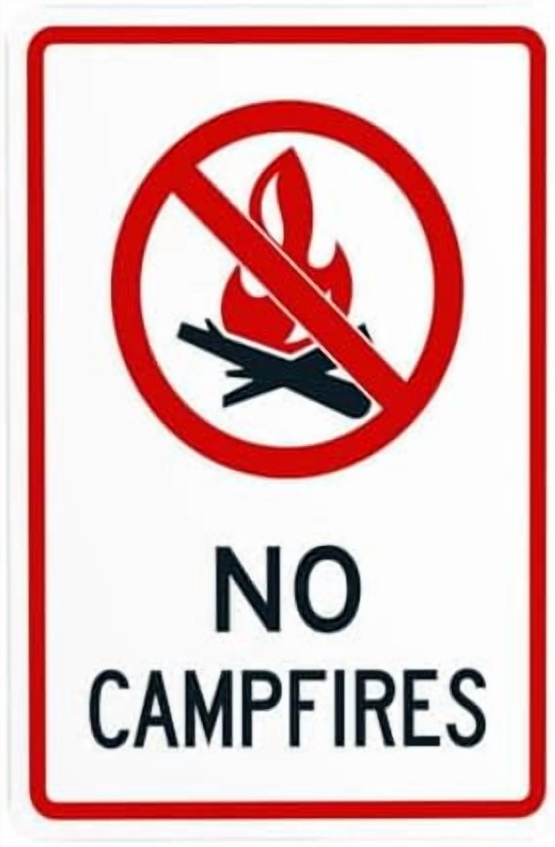 No Campfires With Graphic Warning Sign, Rules Security Metal Signs for ...