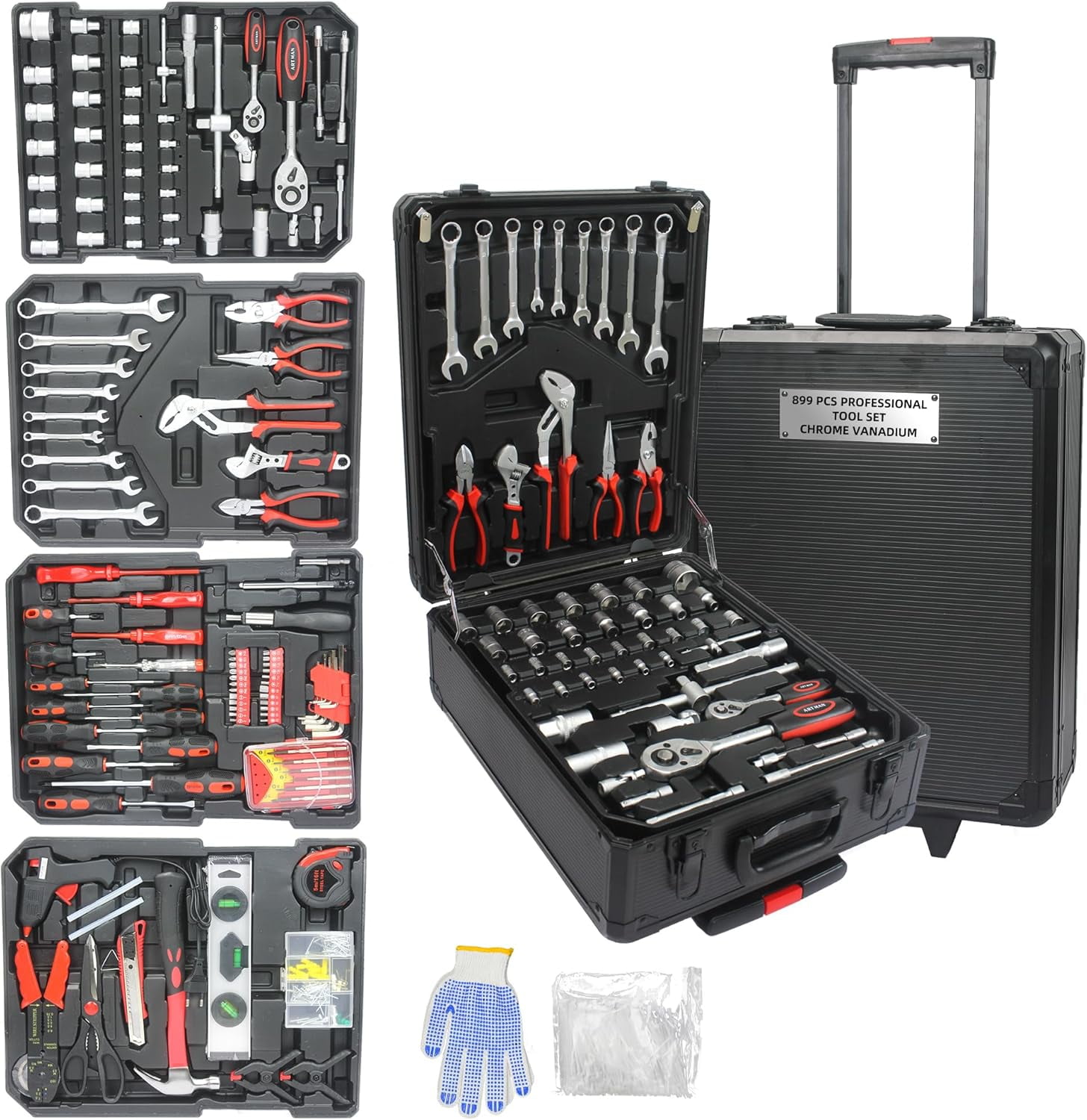 Campfun 899 Piece Tool Set Household Hand Tool Set Basic Tool Set ...
