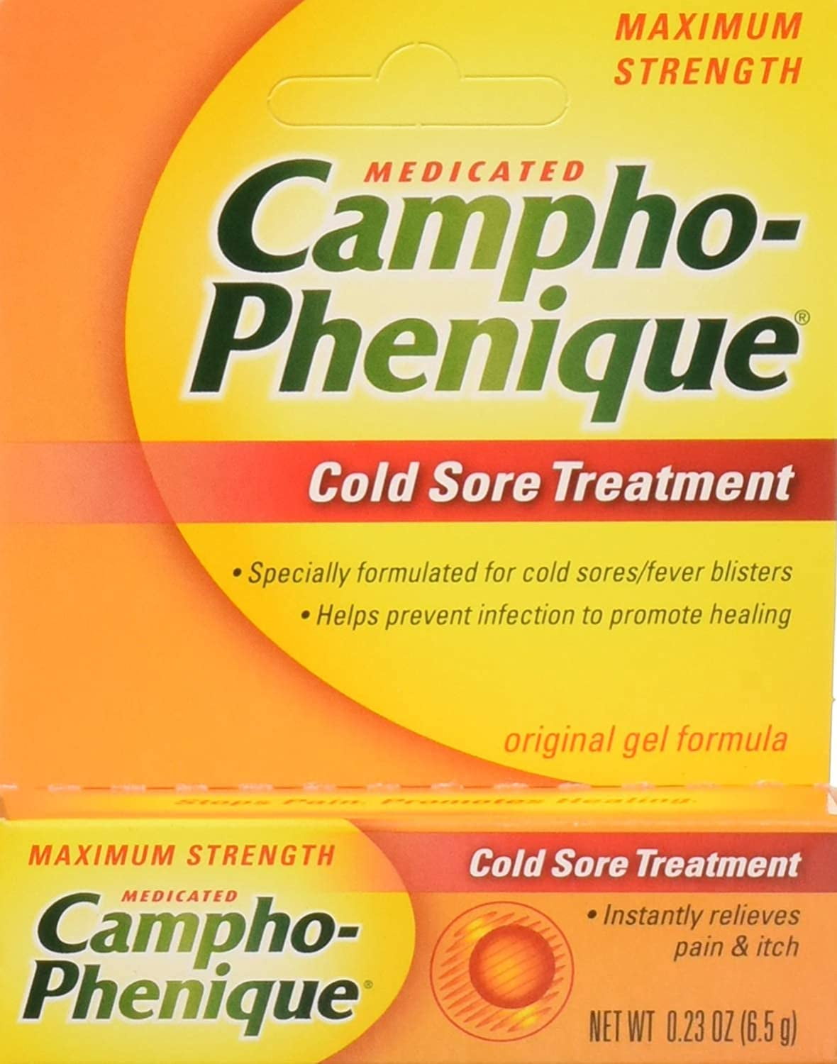 Campho-Phenique Cold Sore Gel, Medicated Treatment, Pain Relief, 0.23 ...
