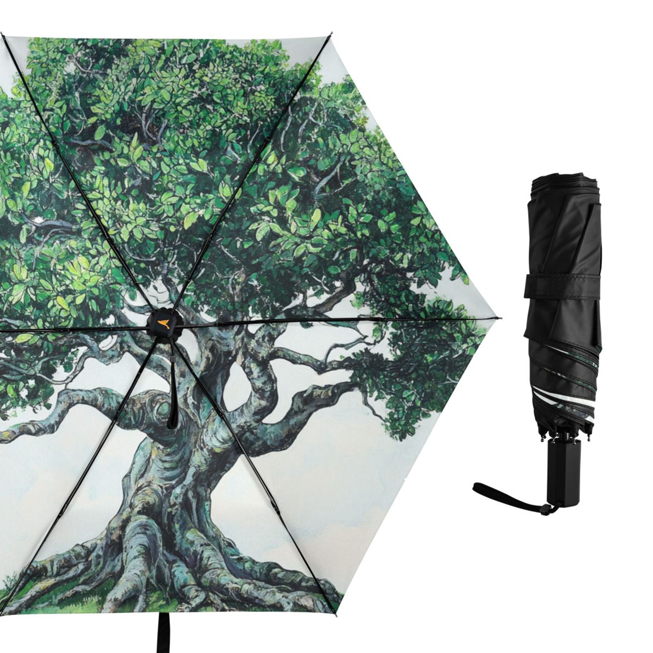 Camphor Tree Grass Triple Folding Umbrella Parasol 6 Ribs UV Protection ...