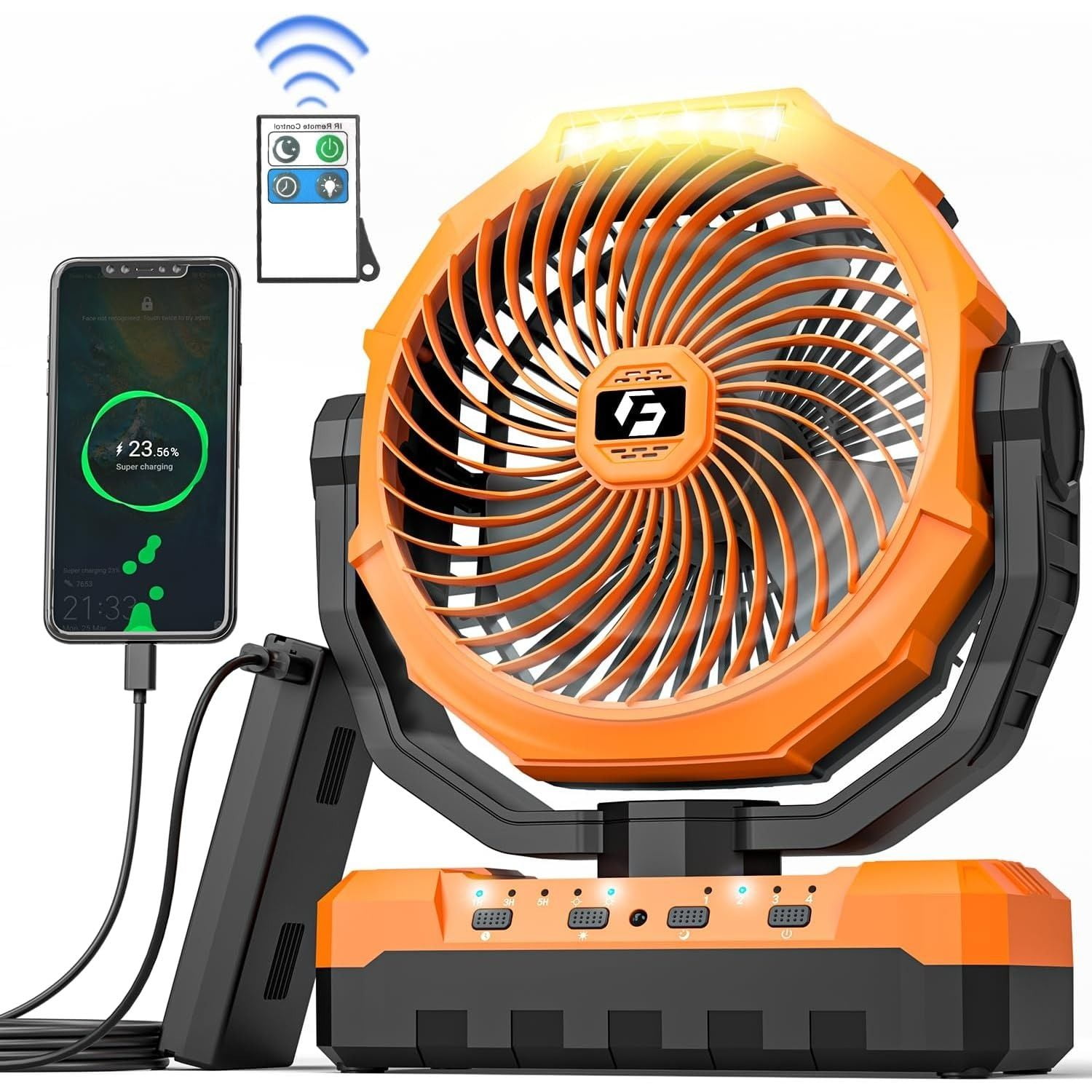 Camping 12000mAh Fan - 9-Inch Rechargeable Battery Operated Fan USB ...