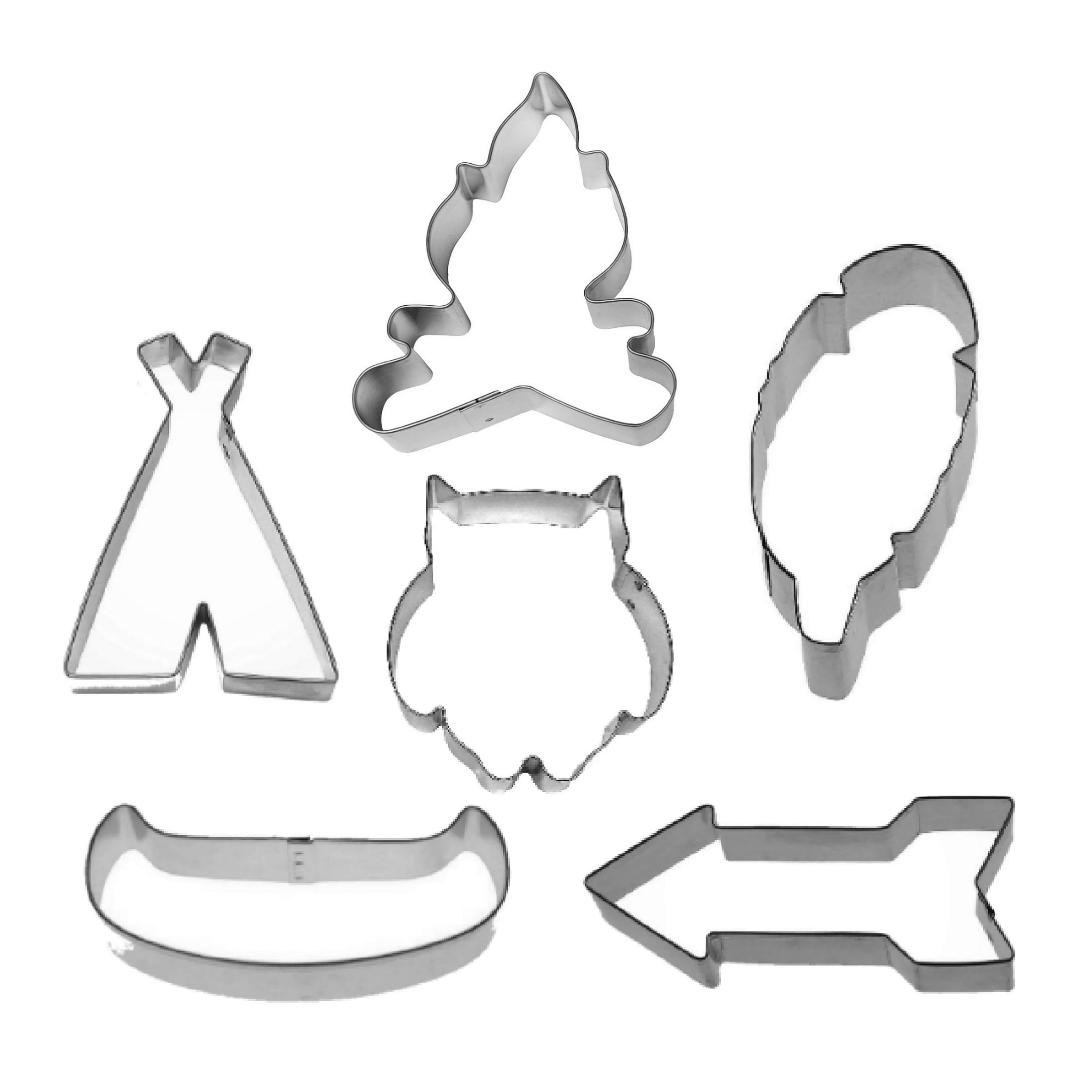 Camping 6 Piece Cookie Cutter Set - Owl, TeePee, Feather, Canoe ...