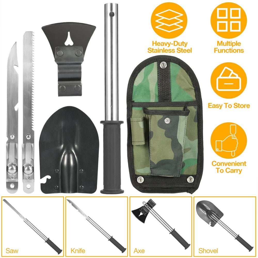 Camping 6-in-1 multi-functional survival tool kit, spatula, axe saw ...