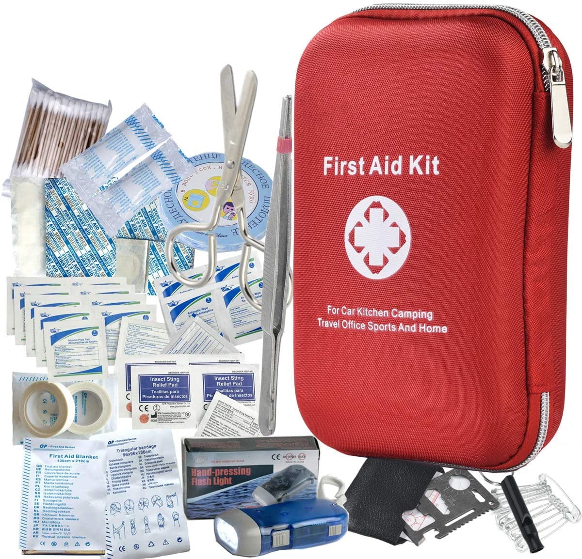 Camping Accessories First Aid Kit 163 PCS Waterproof Portable Essential ...