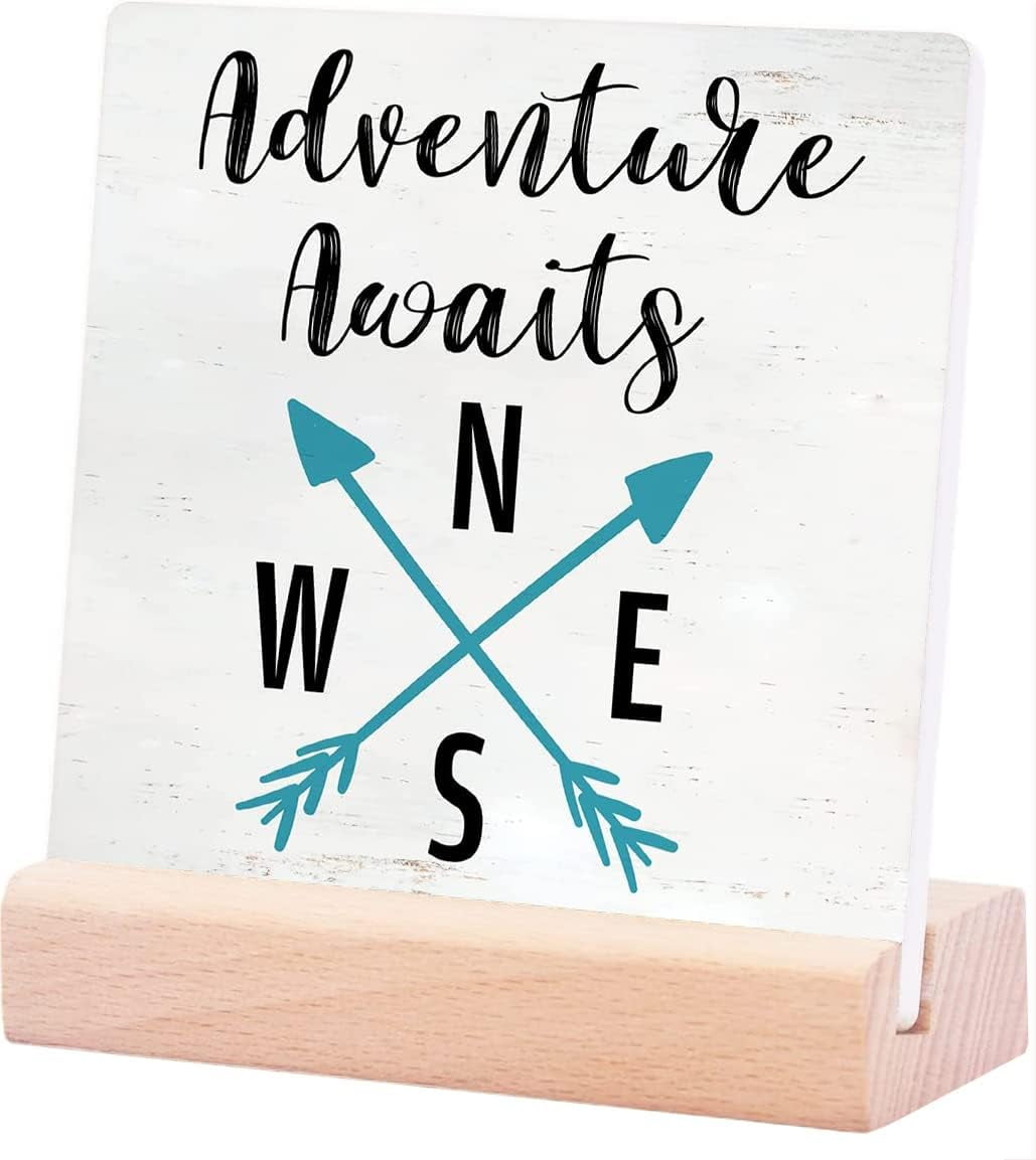 Camping Adventure Awaits Table Sign Home Camp Decor Rustic Traveler ...