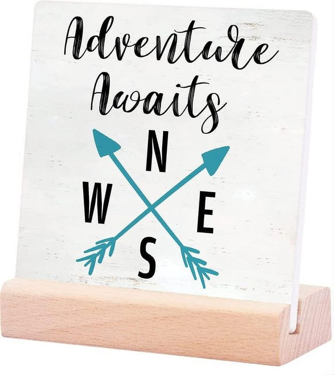 Camping Adventure Awaits Table Sign Home Camp Decor Traveler Hiker ...
