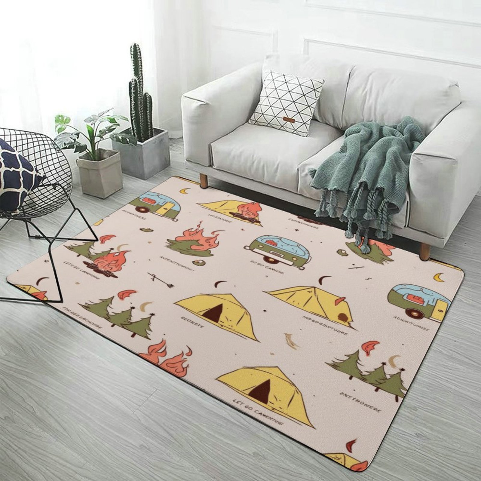 Camping Adventure Pattern Print Carpet for Home Decoration Rugs Soft ...