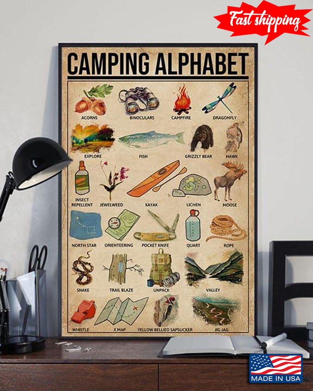 Camping Alphabet 11 x 17 Inch Poster - Walmart.com