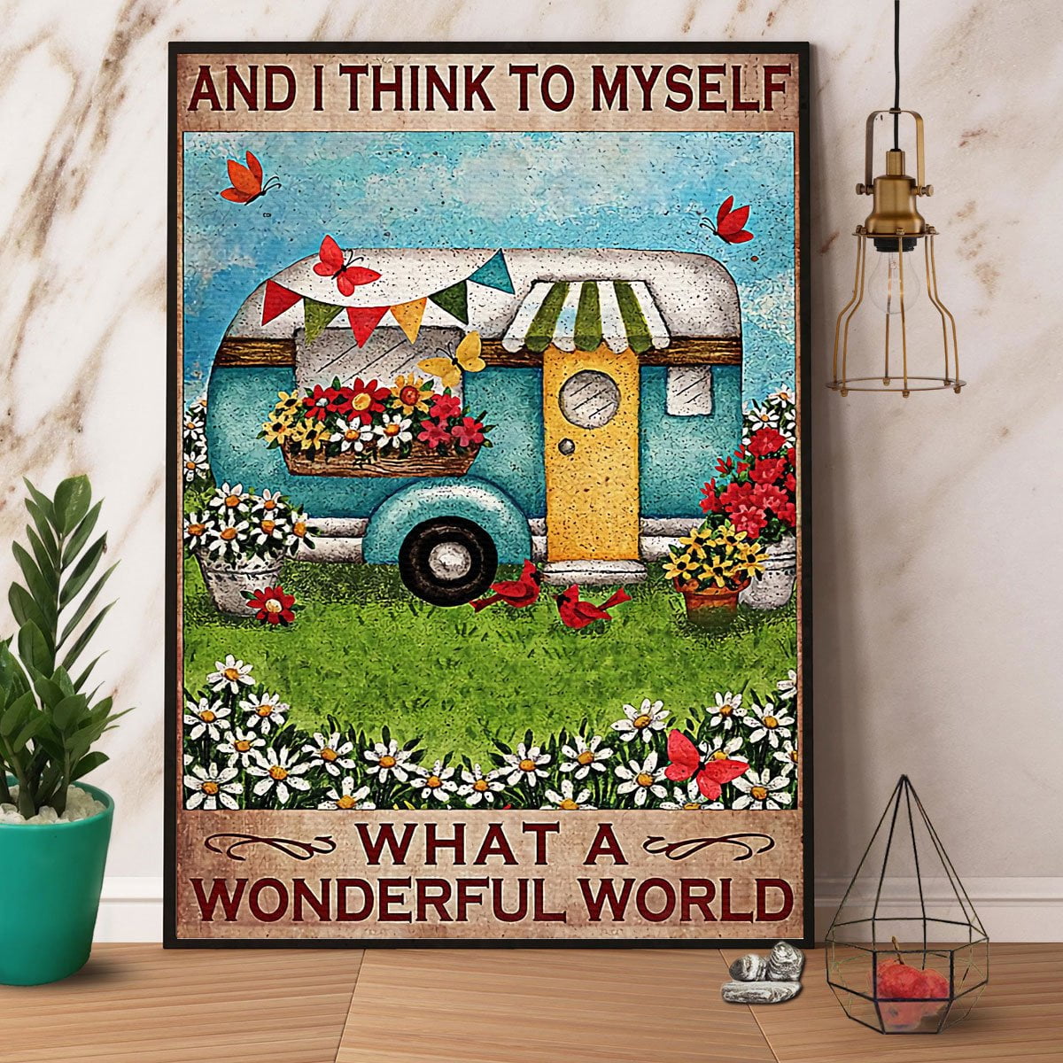 Camping And I Think To Myself What A Wonderful World Paper Poster No ...
