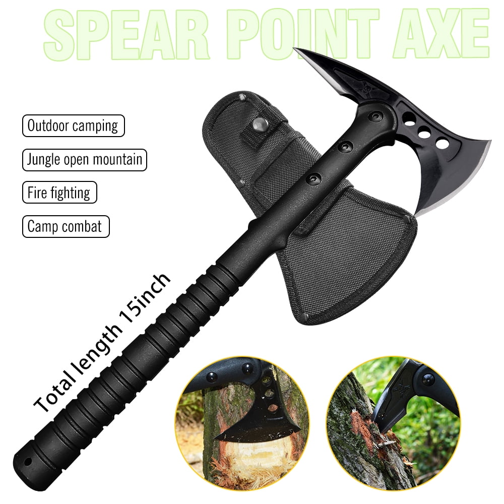Camping Axe With Sheath, Survival Portable Tomahawk With Spike, Nylon ...