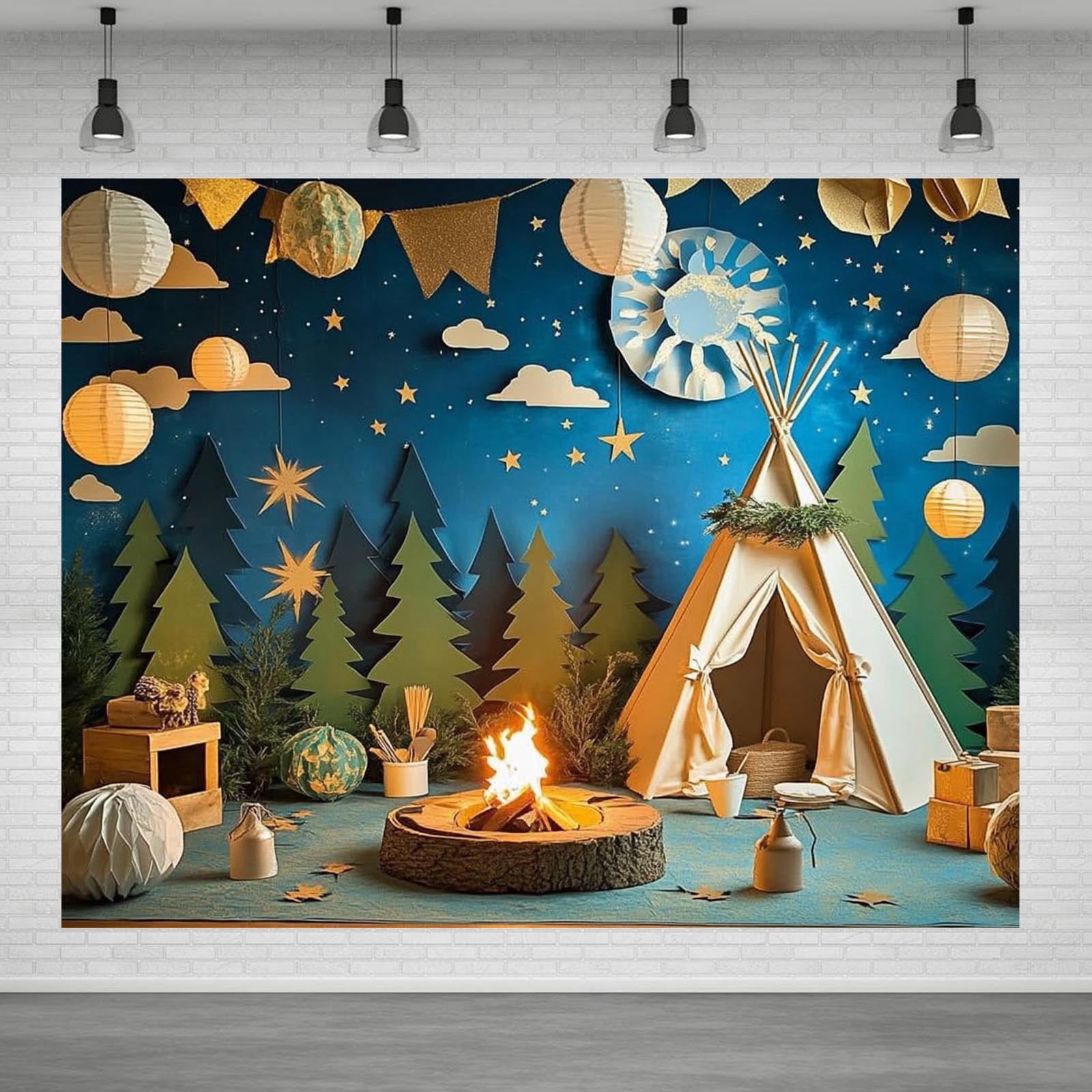 Camping Backdrop Adventure Awaits Baby Shower Photography Background ...