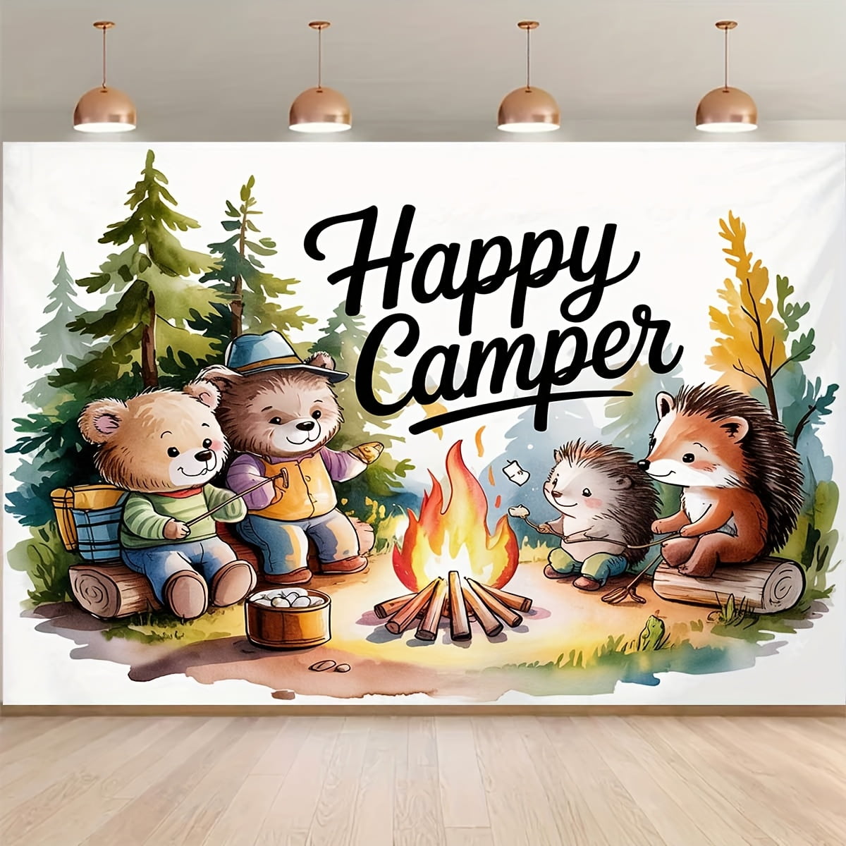 Camping Backdrop Forest Camping Adventure Happy Camper Photography ...