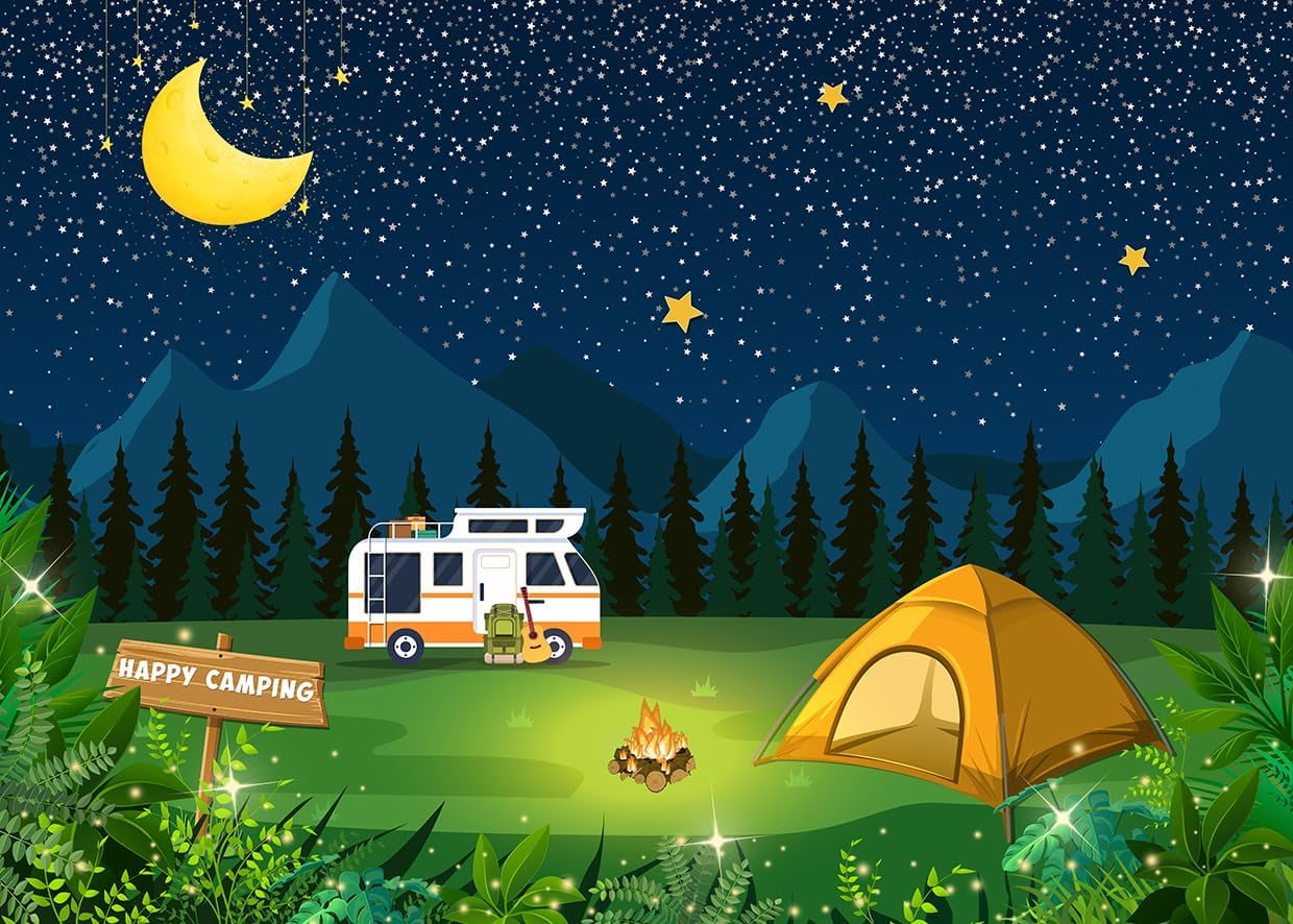 Camping Backdrop Forest Scene Camping Backdrop Camping Photography ...