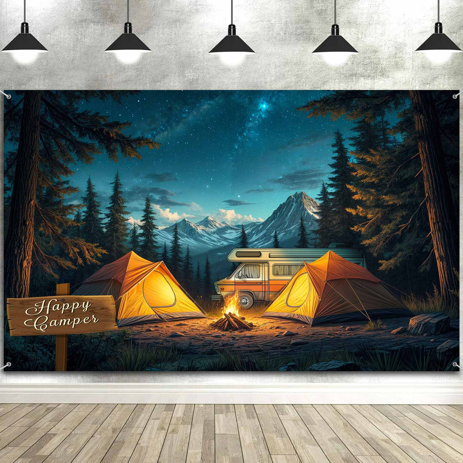 Camping Backdrop,Happy Camper Birthday Decorations,Camping Birthday ...
