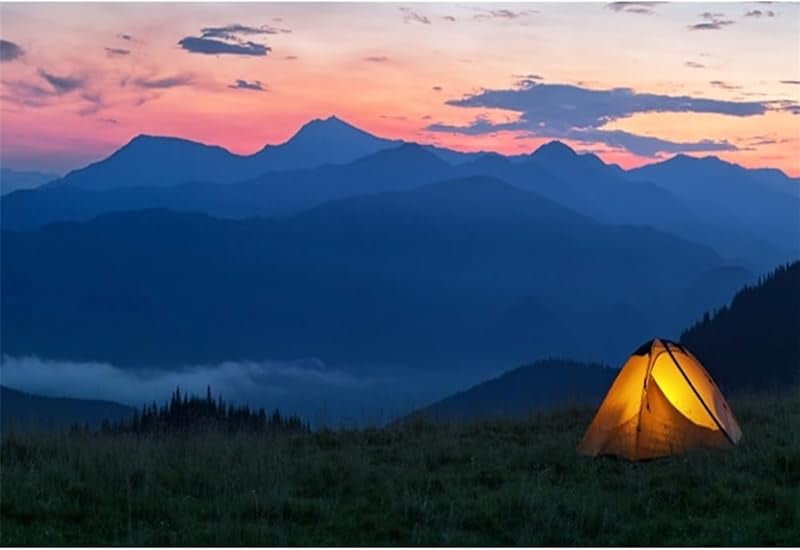 Camping Backdrop Sunraise Mountain Forest Natural Scenery Outdoor Camper Tent Theme Birthday ...