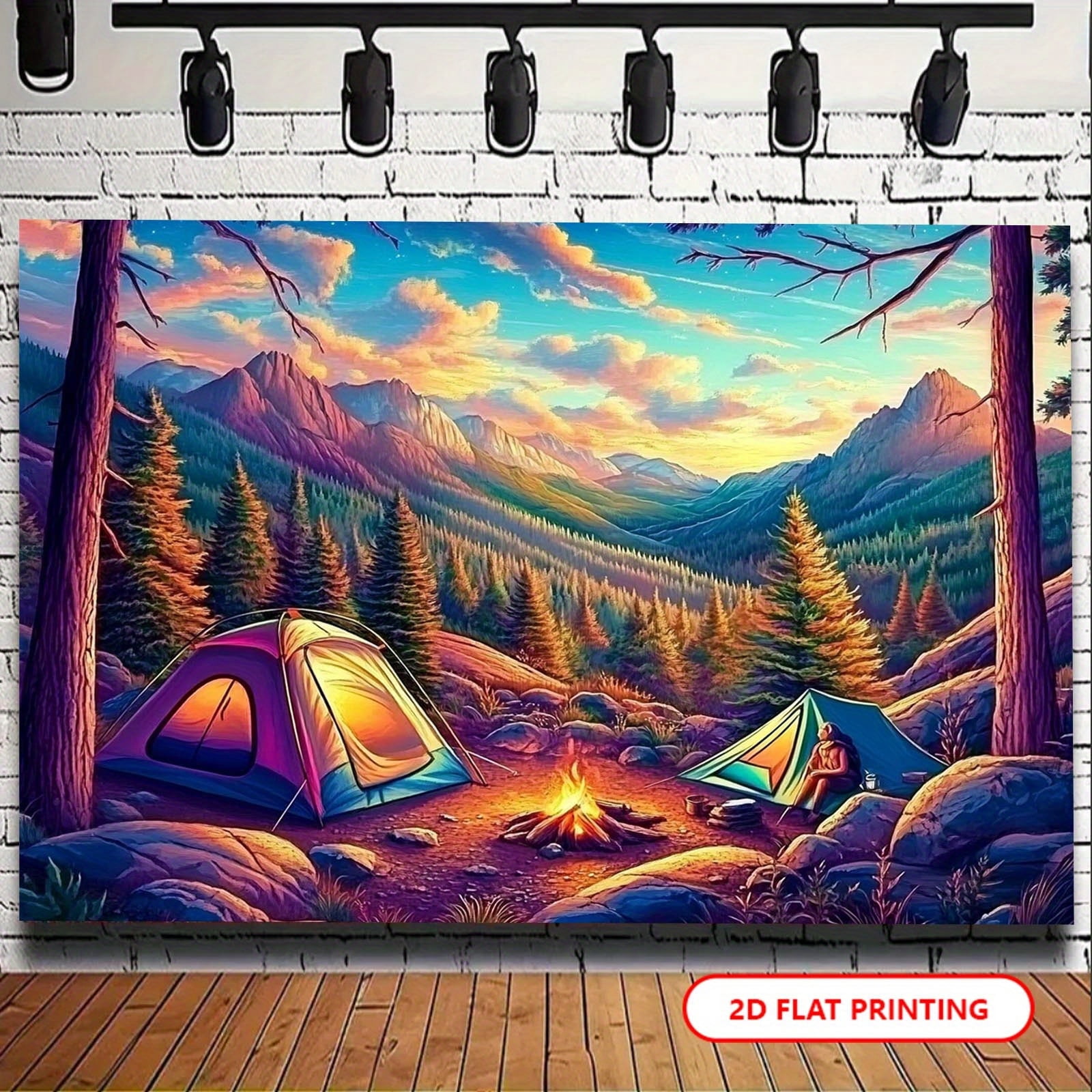 Camping Backdrop Sunset Mountain Forest Camping Photography Background ...