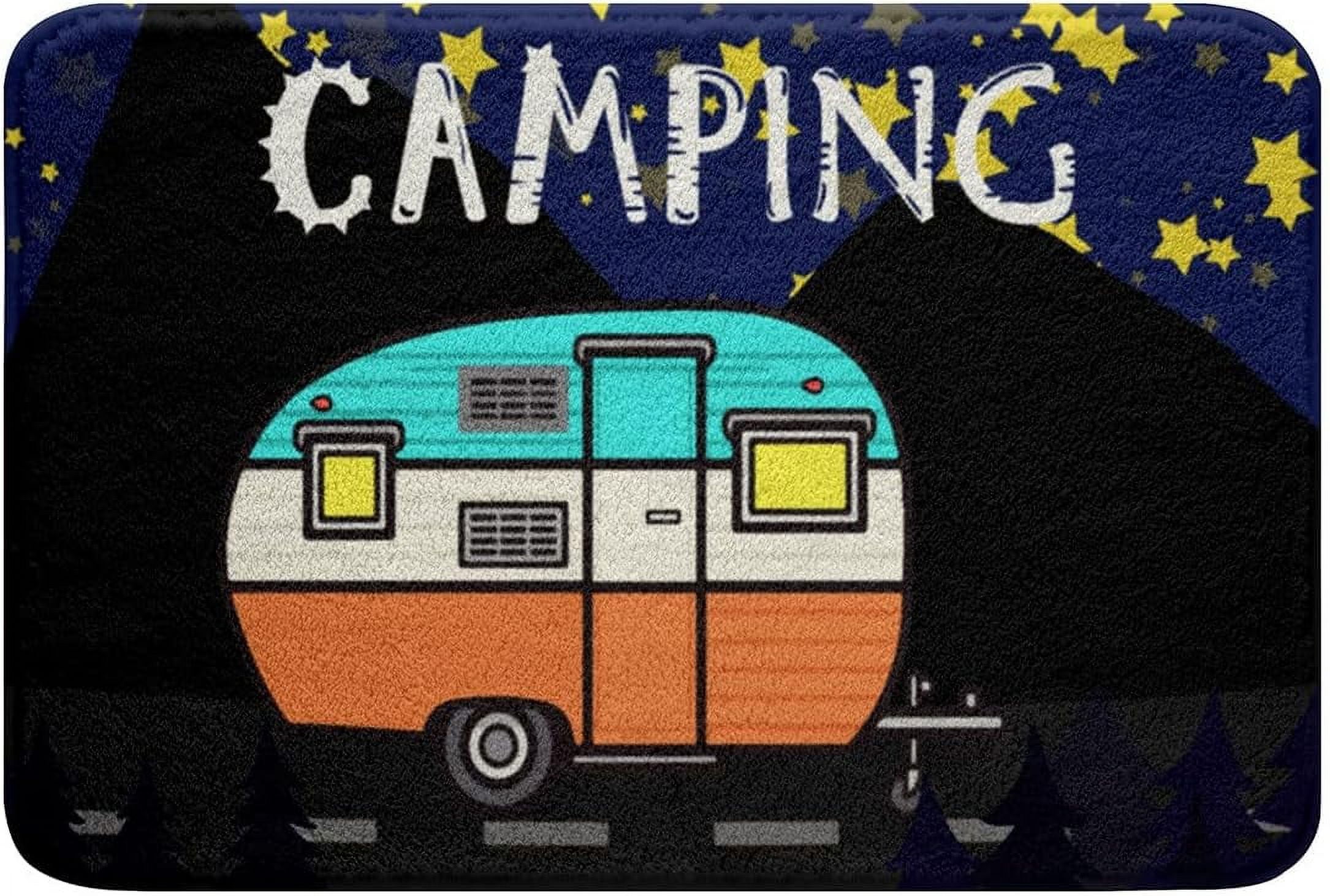 Camping Bath Rugs,Camper Area Rug Rustic Cabin Sketch Drawing Bath Mat ...