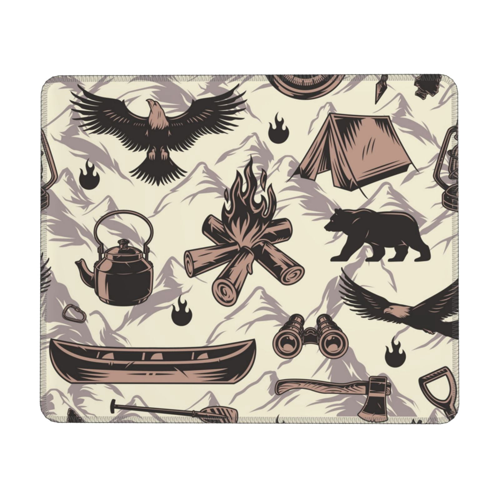 Camping Bear Compass Eagle Vintage Mouse Pad Non-Slip Rubber Gaming ...