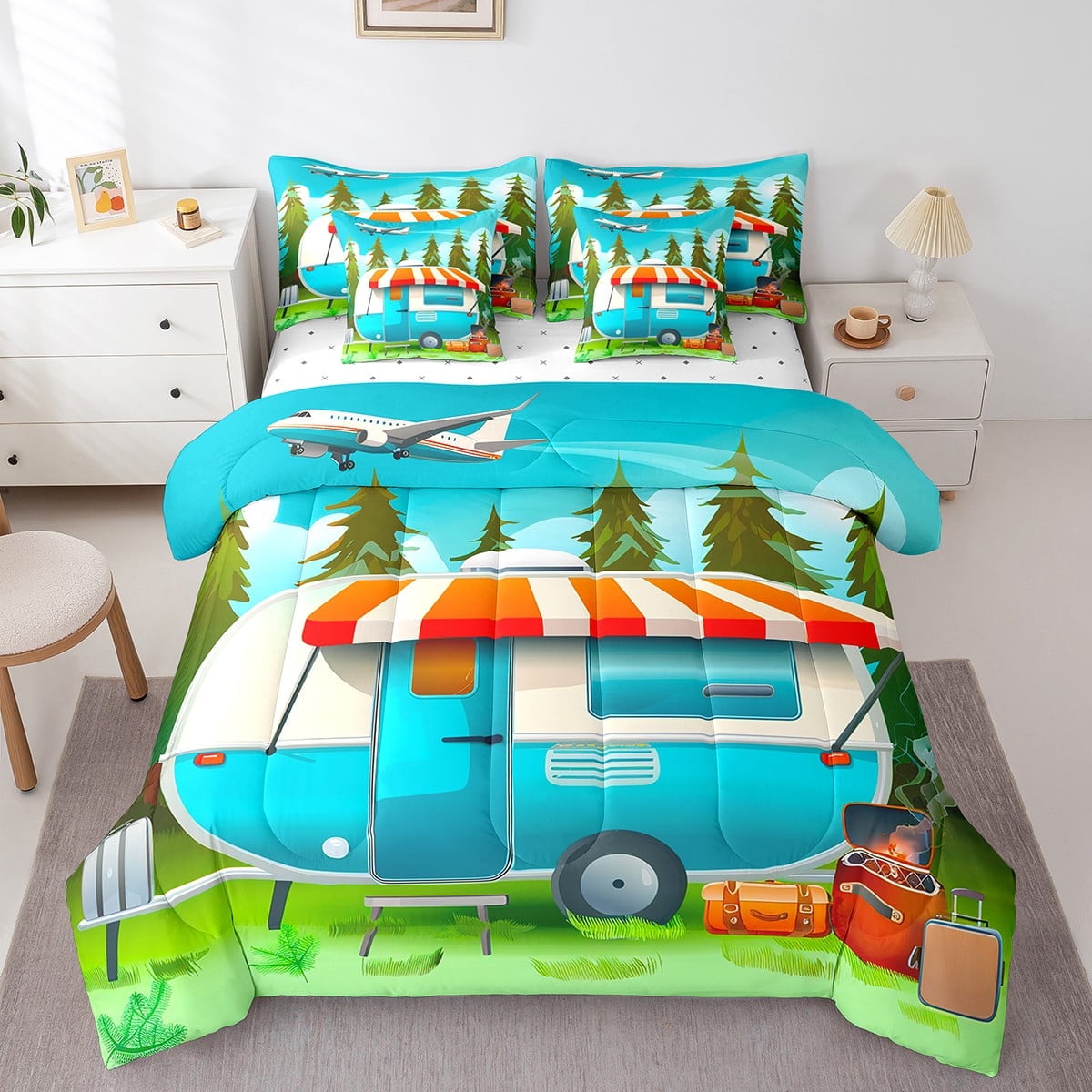 Camping Bed in a Bag Queen Comforter Set 7 Piece,Camp Travel Car ...