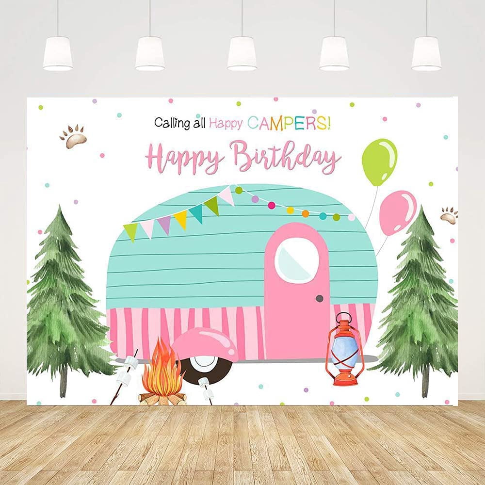 Camping Birthday Backdrop Birthday Party Decoration Safari Forest ...