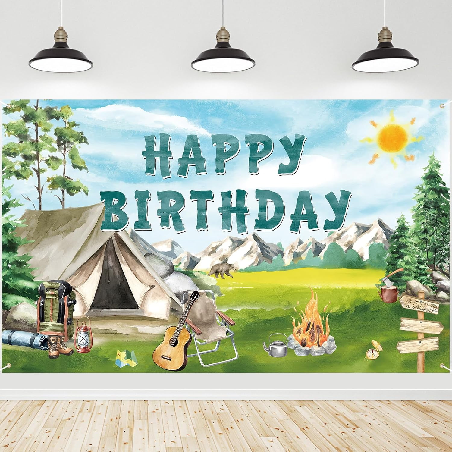Camping Birthday Party Decorations, Camping Themed Happy Birthday ...