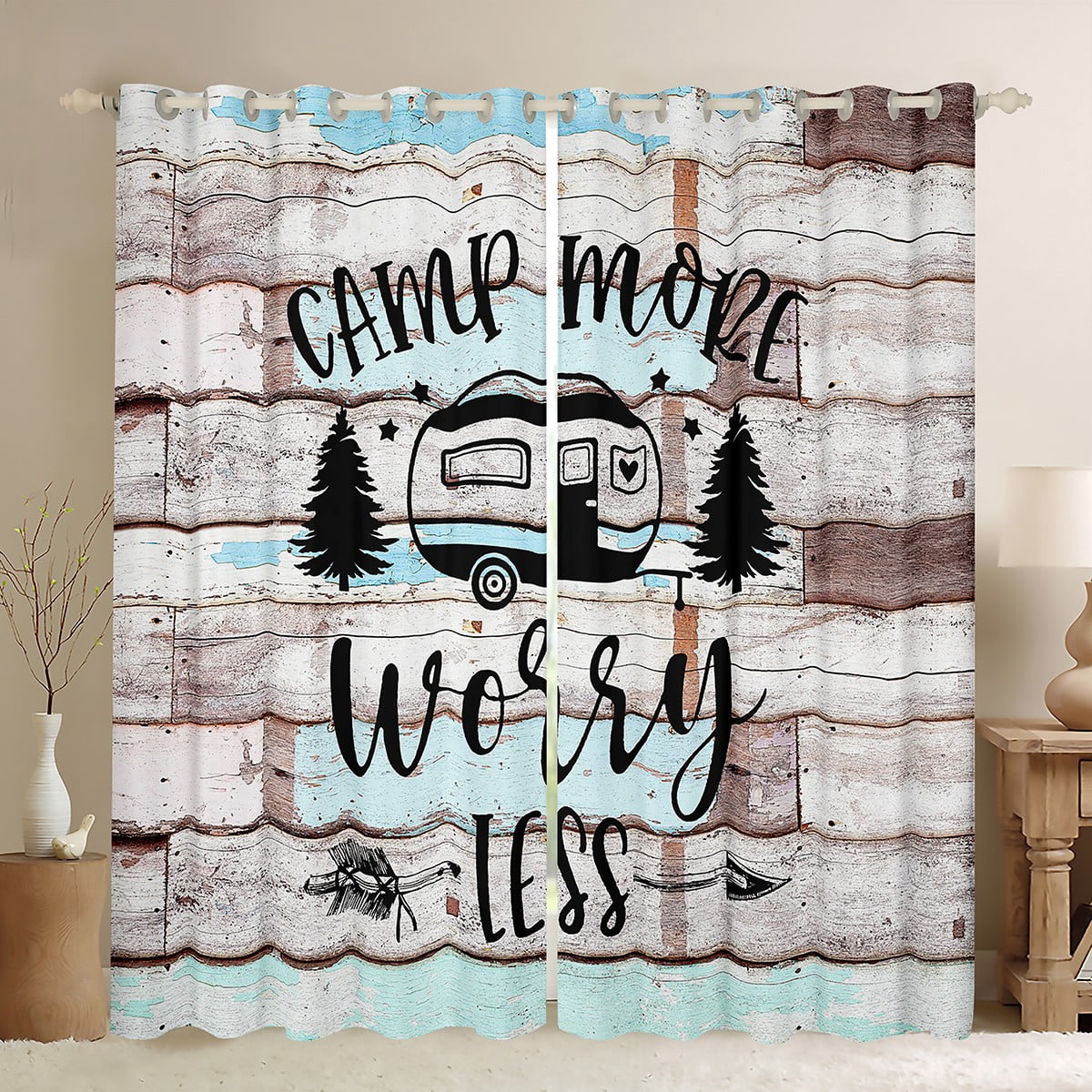 Camping 30%-50% Blackout Curtains,Camper Themed Curtains & Drapes ...