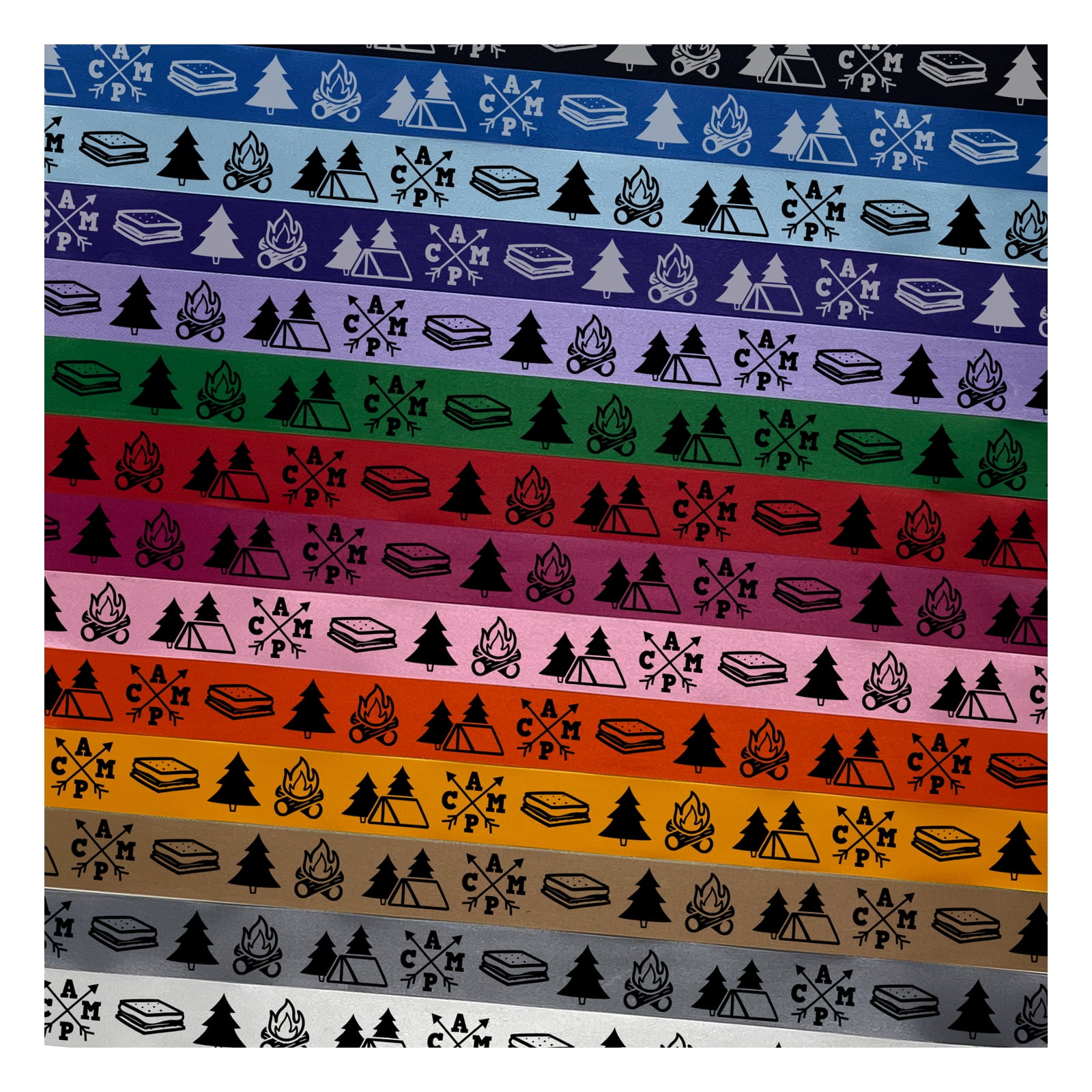 Camping Border Pine Tree Smores Campfire Tent Woods Satin Ribbon for ...