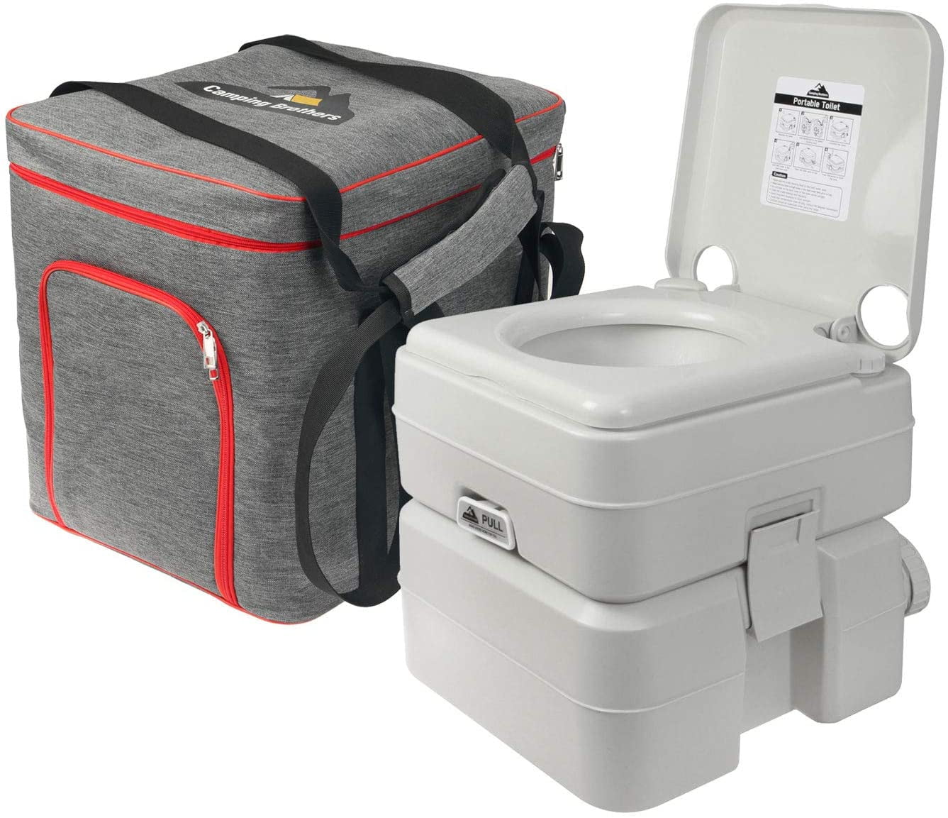 Camping Brothers Outdoor Portable Toilet with Carry Bag (5.3 Gallons ...