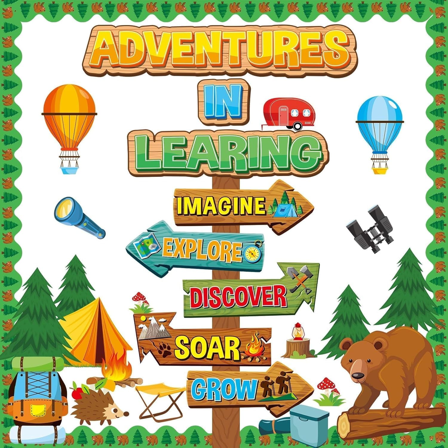 Camping Bulletin Board Classroom Decorations Set Back to School ...