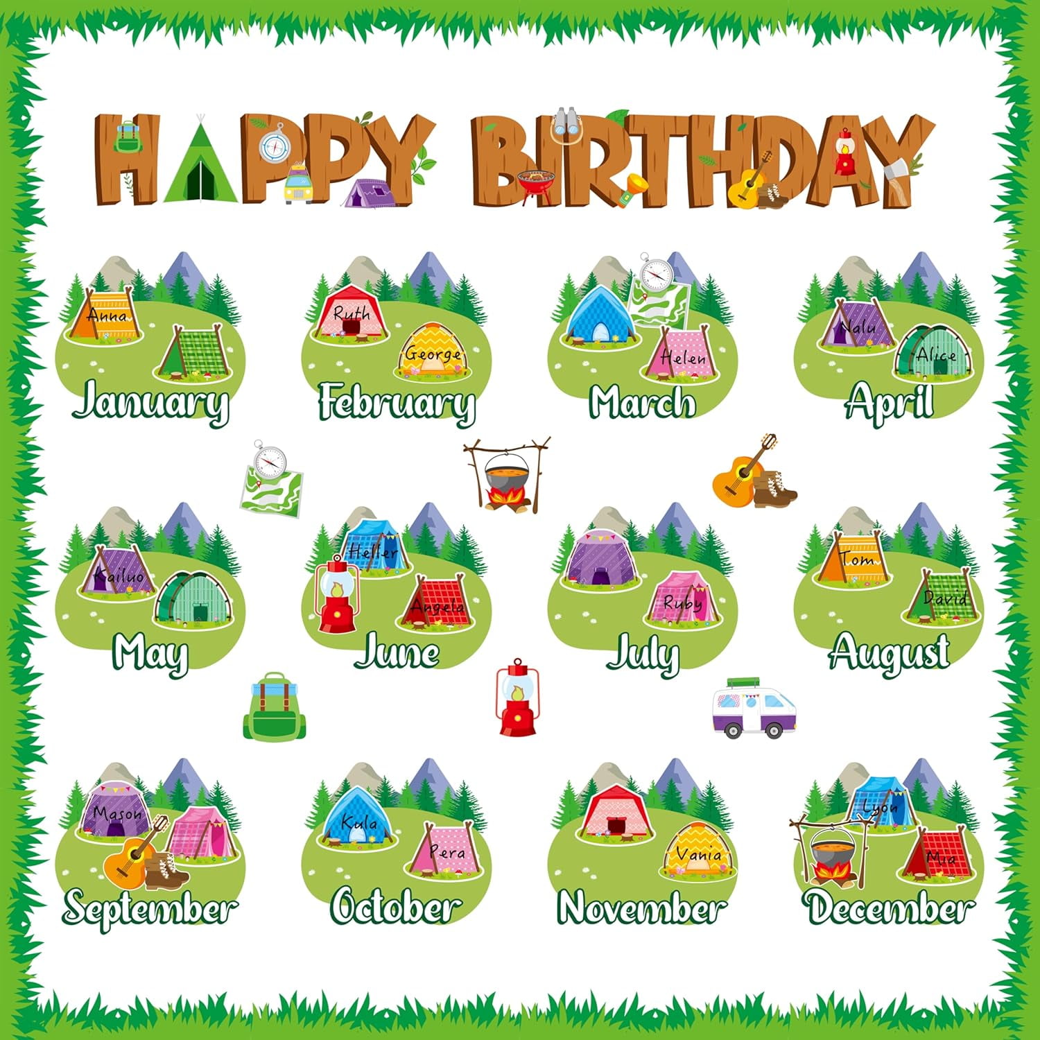 Camping Bulletin Board Decorations - 76Pcs Back to School Camping ...