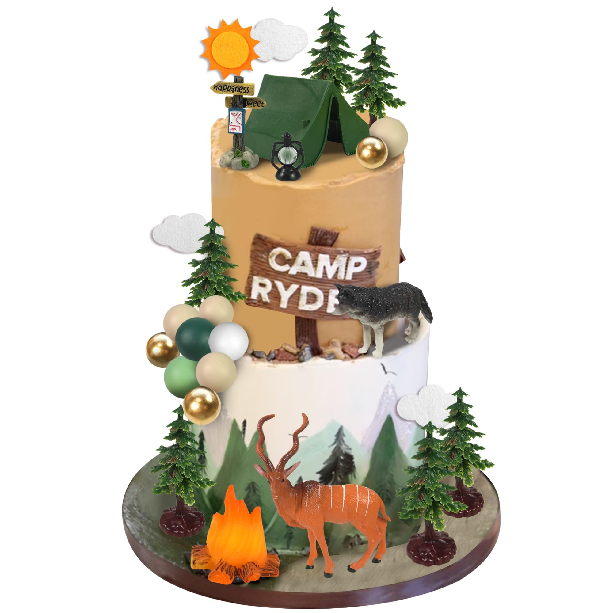 Camping Cake Topper Fireside STF9 Camp Decorations with Woodland ...