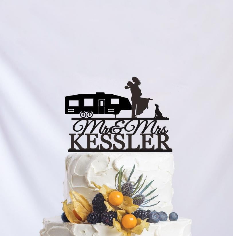 Camping Cake Topper, Hiking Couple Wedding Cake Topper, RV Theme Decor ...