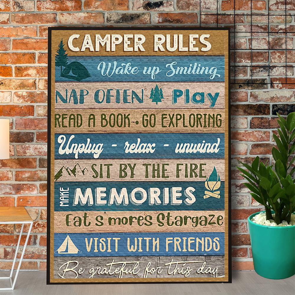 Camping Camper Rules Memories Visit With Friends Paper Poster No Frame ...
