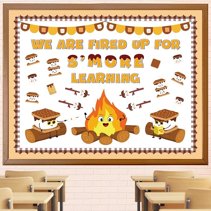 Camping Campfire Bulletin Board Decorations Set, Marshmallow S'More ...